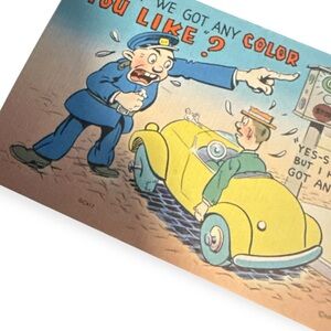 Office | Vintage 194s Humor Linen Postcard Yelling Angry Traffic Cop ...
